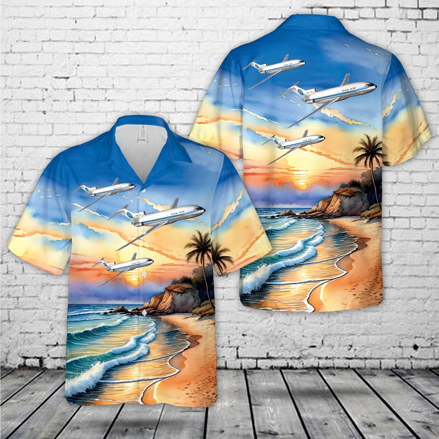 PAN AM B727-21C N342PA "Jet Clipper Golden Age" (1971) Hawaiian Shirt ...