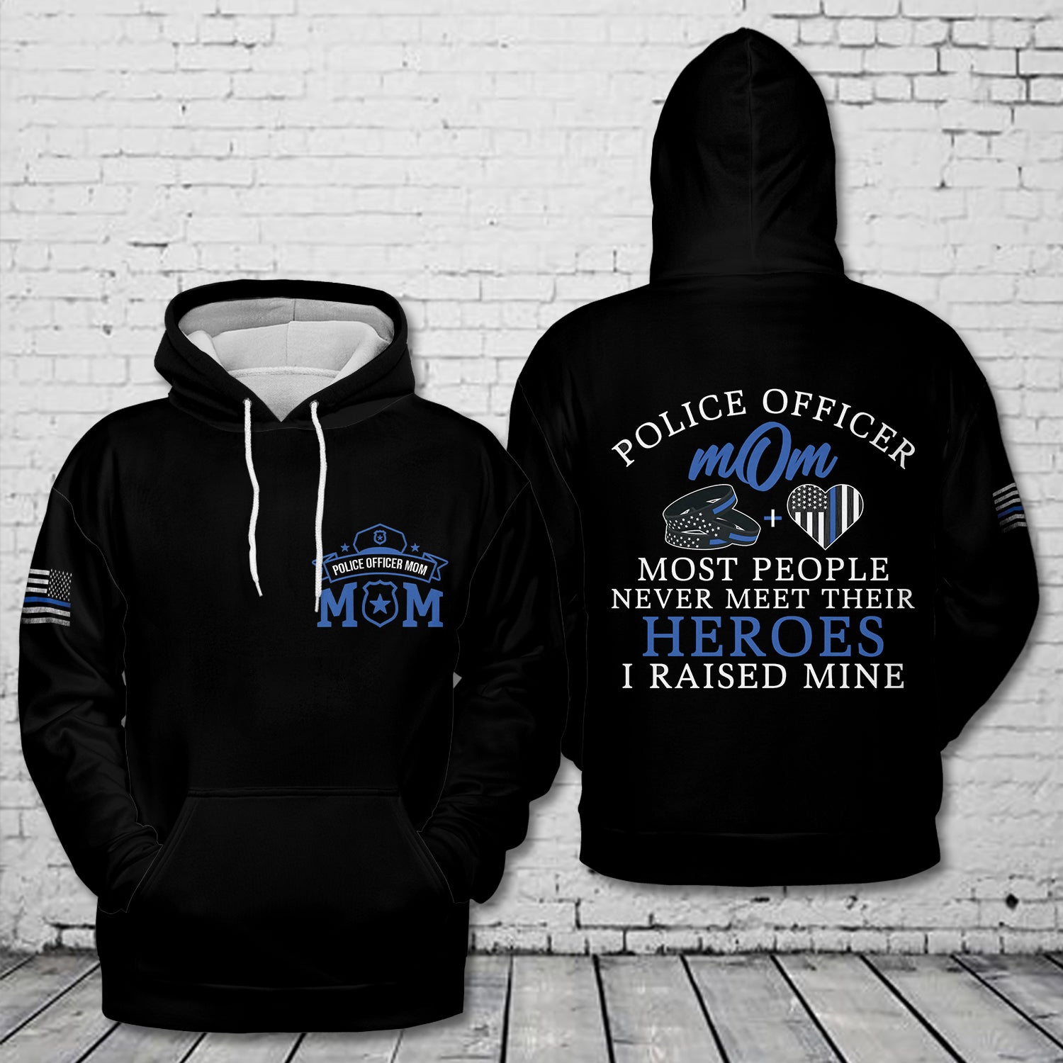 Police Officer Mom Thin Blue Line 3D Hoodie – Merch Gears