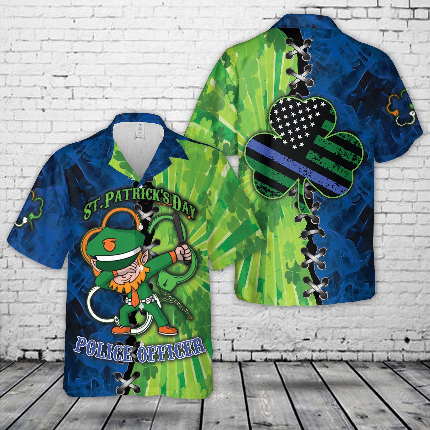 Police St Patrick's Day Leprechaun Hawaiian Shirt – Merch Gears