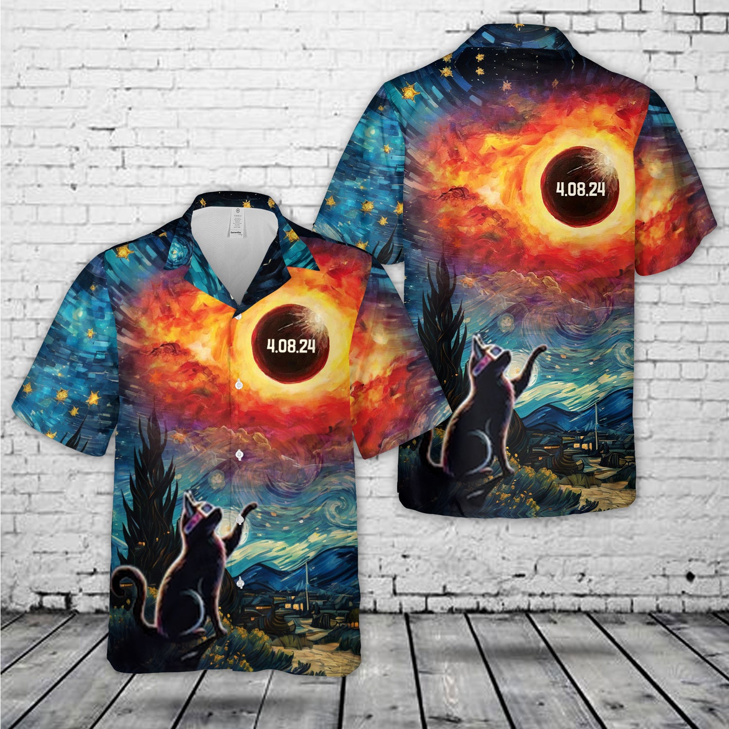 Total Solar Eclipse Cat 2024 Hawaiian Shirt – Merch Gears