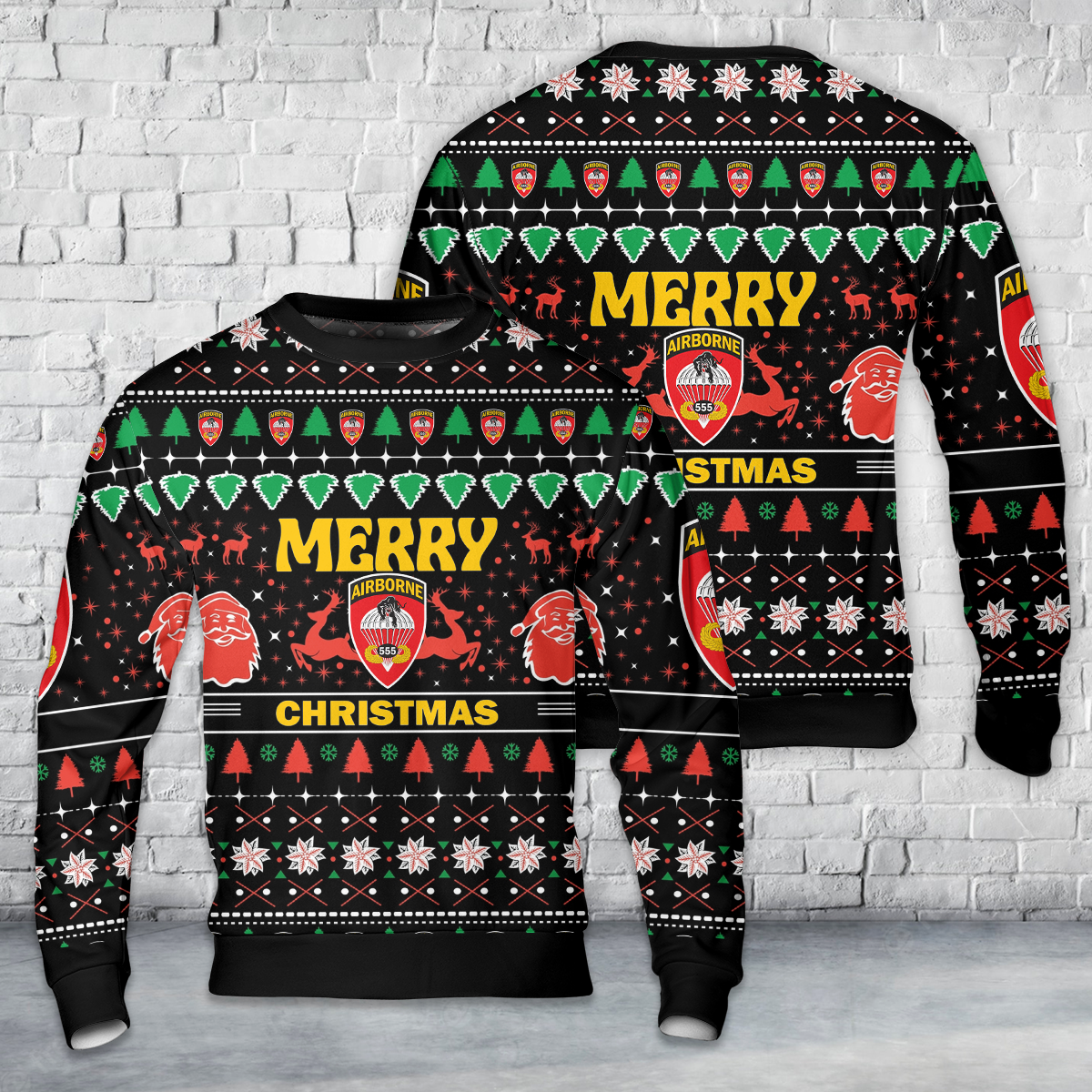 US Army 555th Parachute Infantry Battalion AOP Christmas Sweater ...
