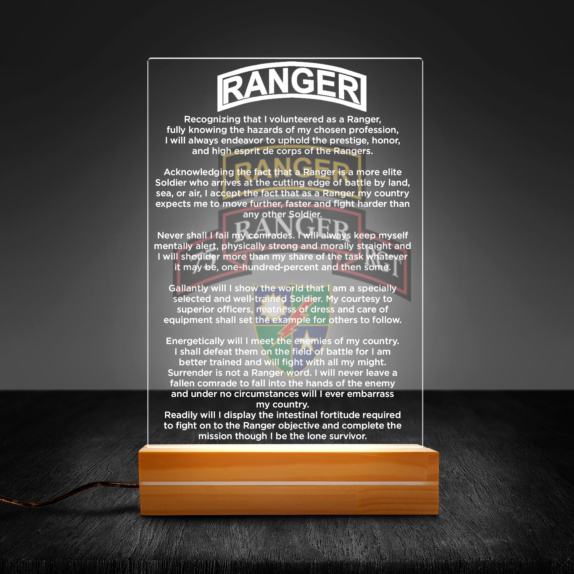 US Army 75th Ranger Regiment Creed Photo Light Night – Merch Gears