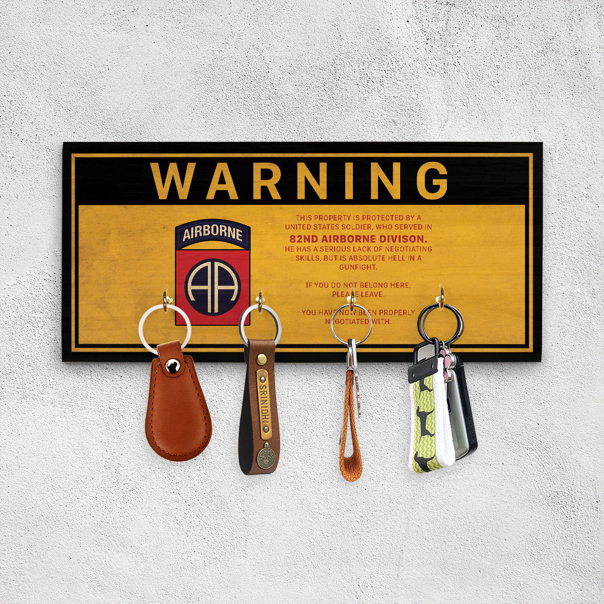 US Army 82nd Airborne Division Wood Key Holder – Merch Gears