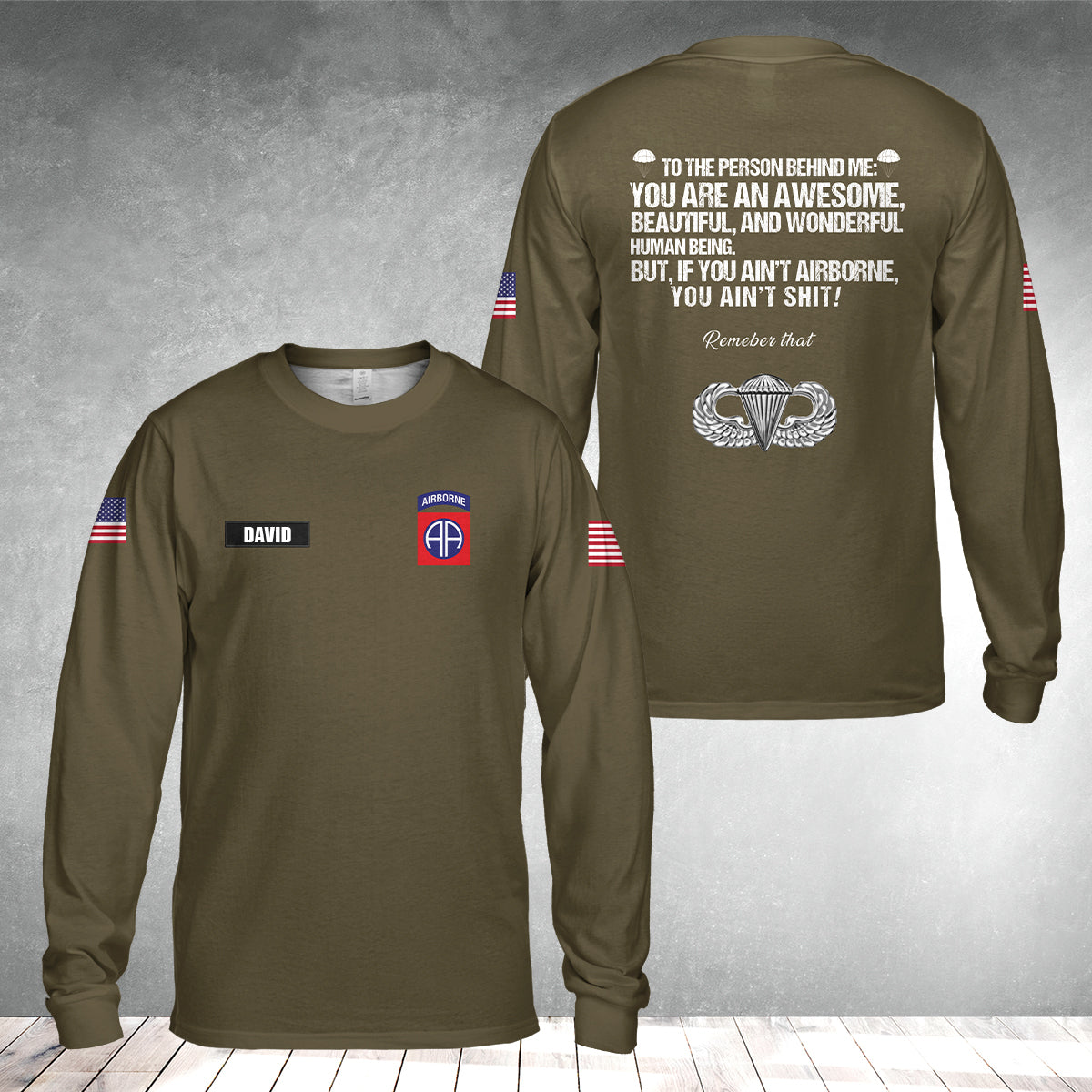 Custom Name US Army 82nd Airborne Long Sleeve Shirt – Merch Gears