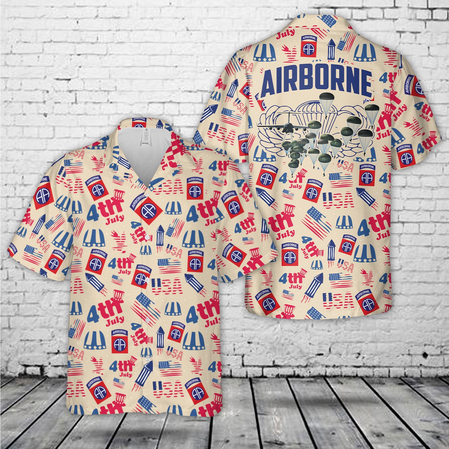 US Army 82nd Airborne Paratrooper Jumpmaster, 4th Of July Hawaiian Shi ...