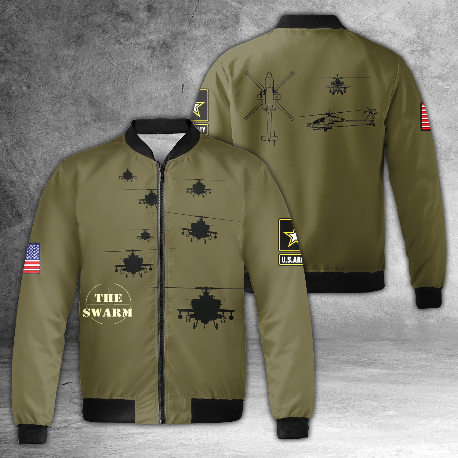 US Army Apache AH-64 Attack Helicopter AOP Bomber Jacket – Merch Gears
