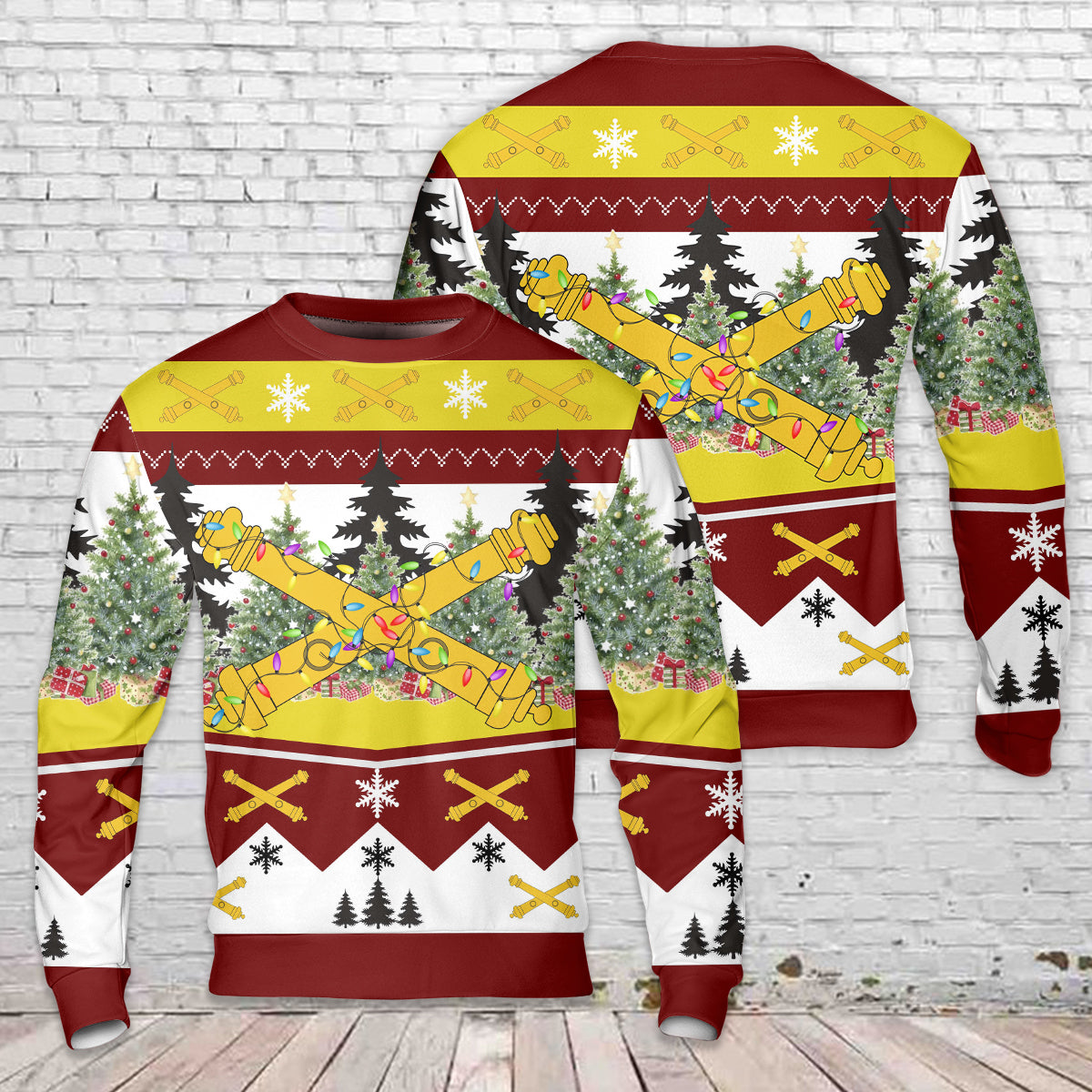 US Army Field Artillery Branch Insignia Christmas AOP Sweater – Merch Gears
