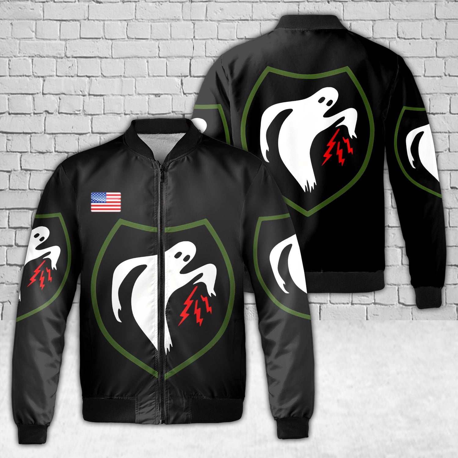 US Army Ghost Army 23rd HQ Special Troops AOP Fleece Bomber Jacket ...