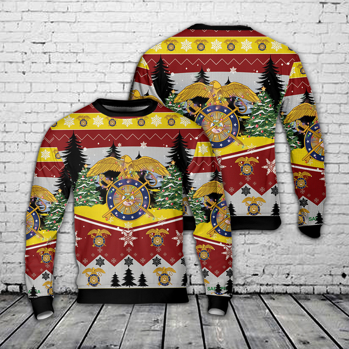 US Army Quartermaster Corps Branch Insignia Christmas AOP Sweater ...