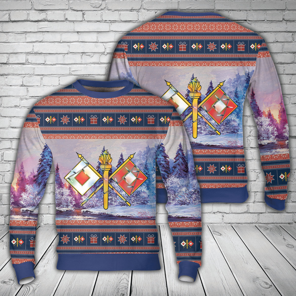 US Army Signal Corps (USASC) Branch Insignia Christmas AOP Sweater ...