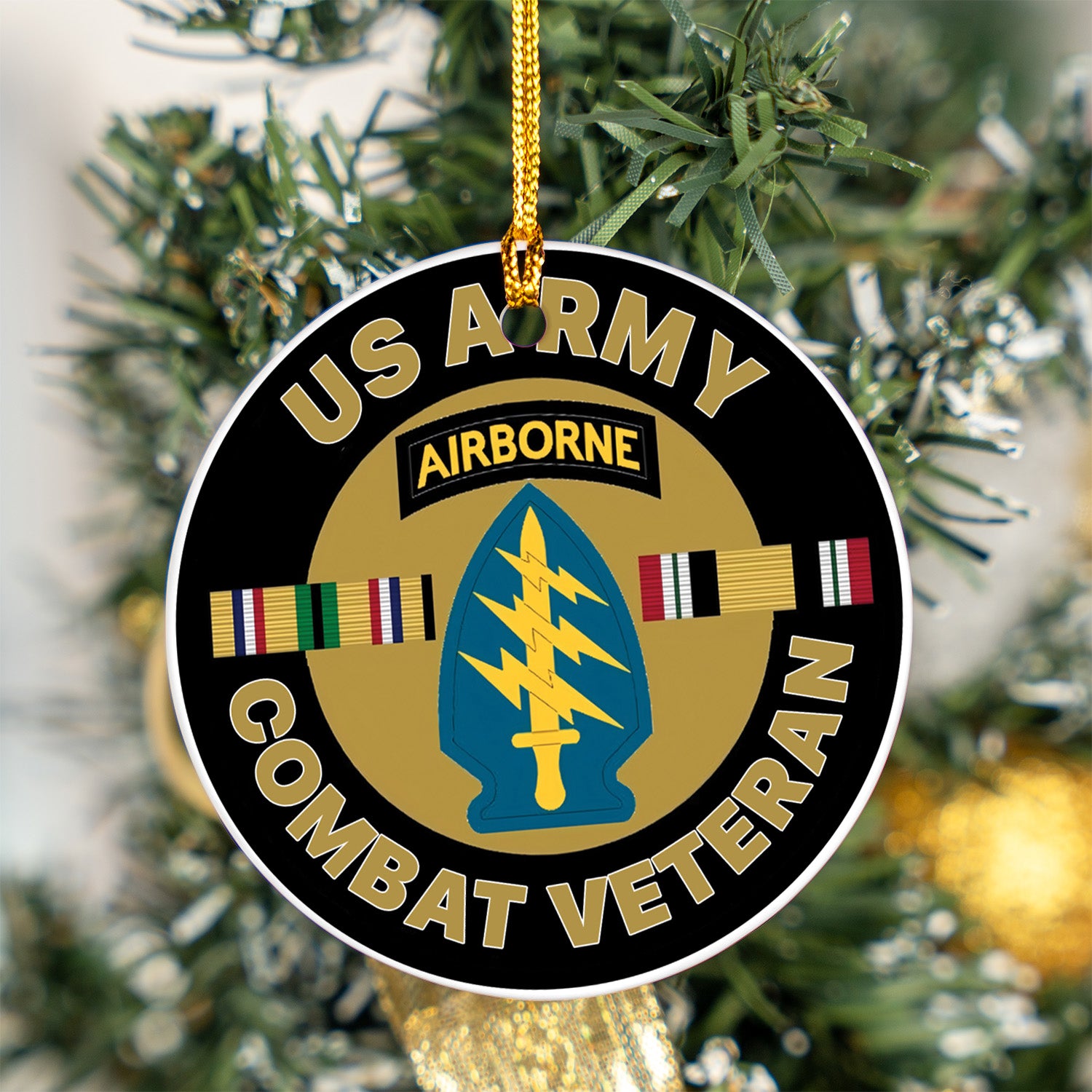 US Army Special Forces Iraq Combat Veteran With Medal Ceramic Ornament ...