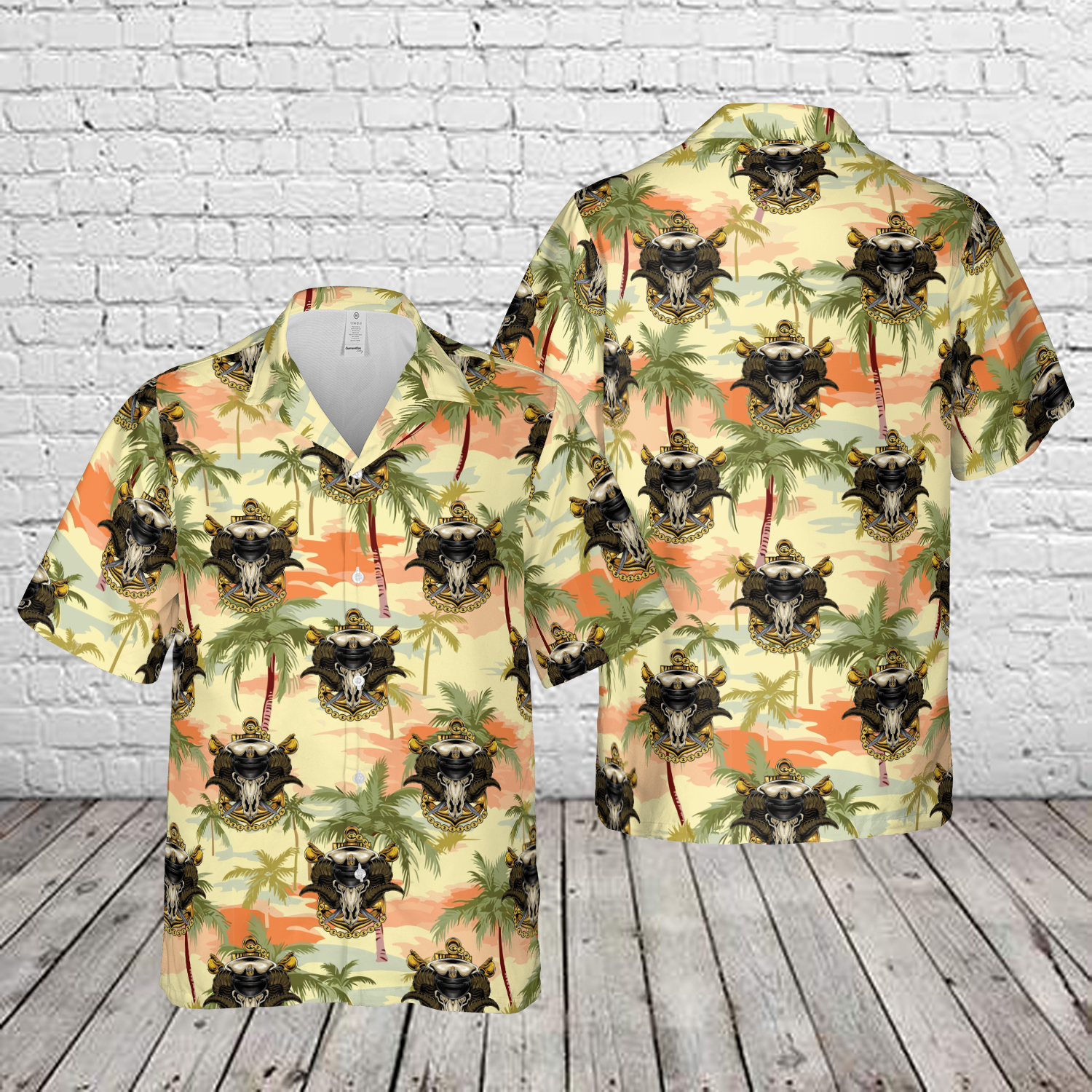 US Navy Chief Skull CPO Mess Goat Locker 1893 Anchor Hawaiian Shirt ...