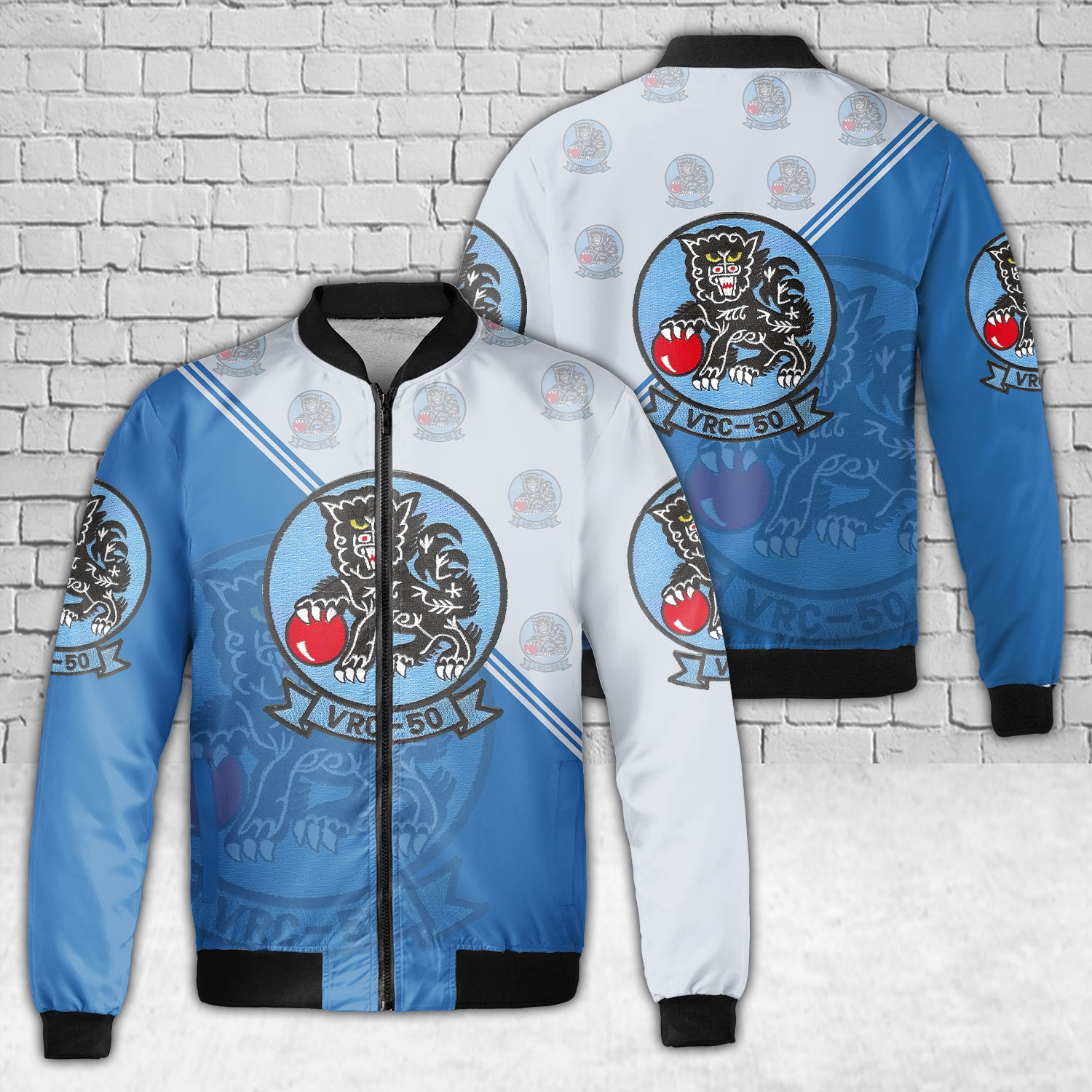 US Navy Fleet Logistics Squadron 50 (VRC-50) AOP Fleece Bomber Jacket ...