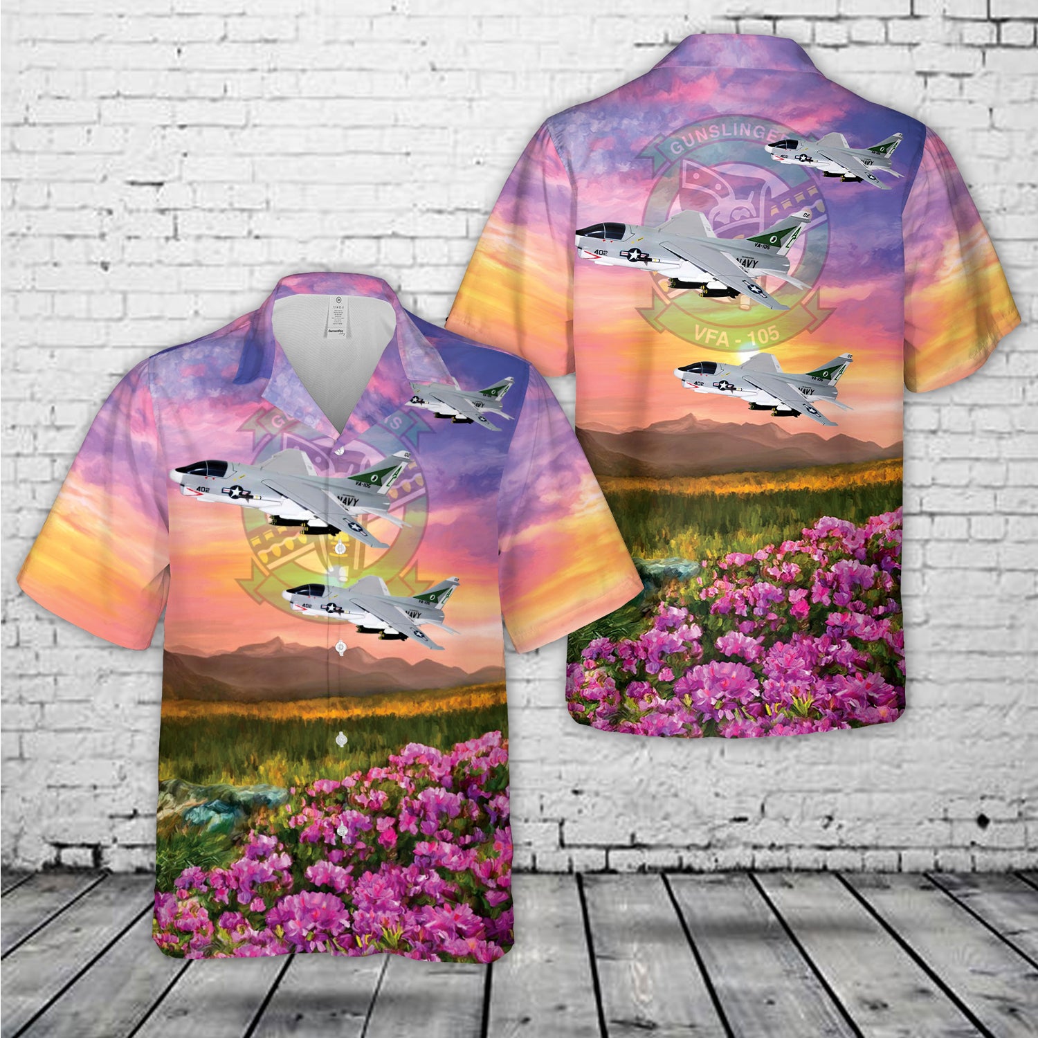 US Navy VA-105 Gunslingers A-7e (1980) Corsair II Hawaiian Shirt ...