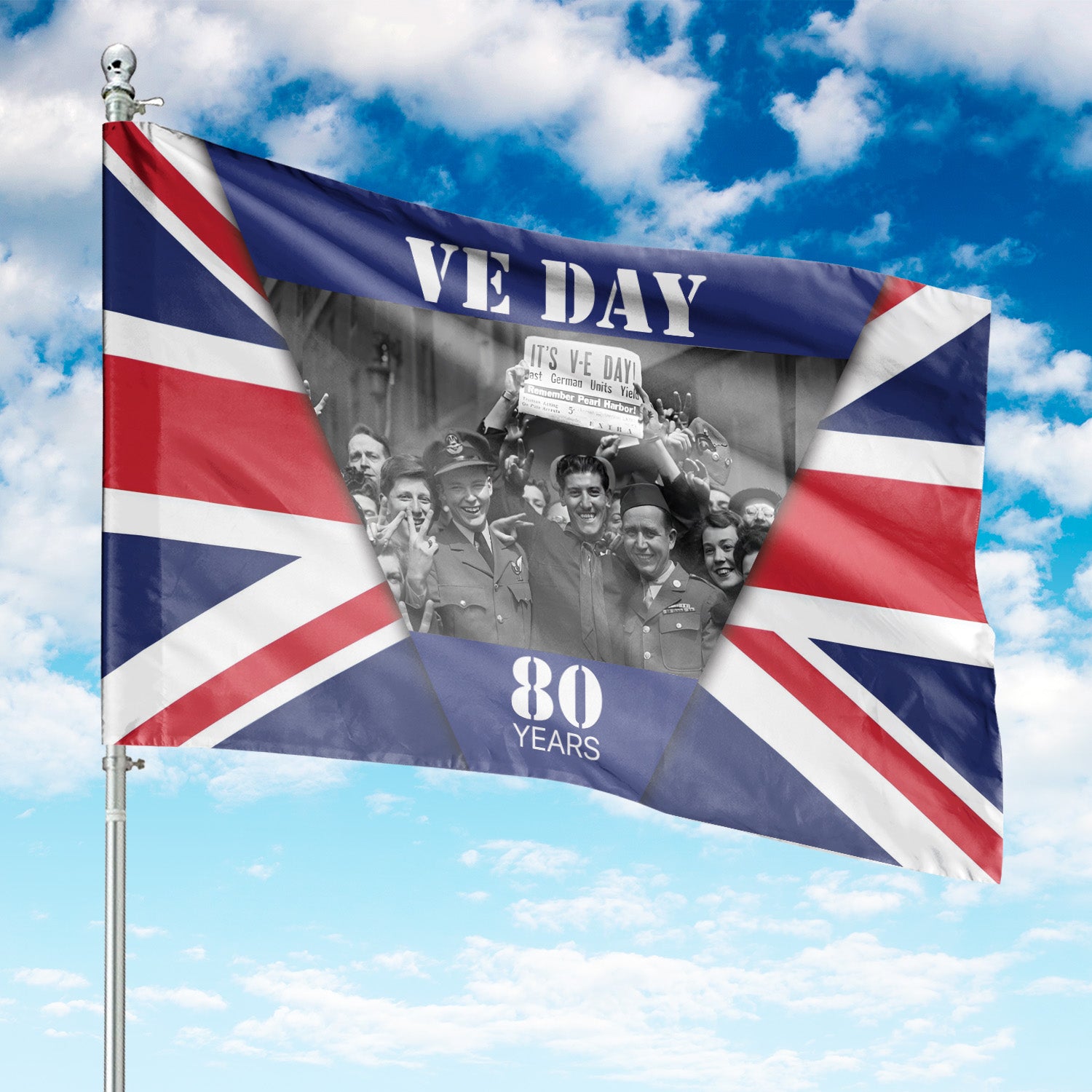 VE Day 80 Years 1945 - 2025 House Flag – Merch Gears