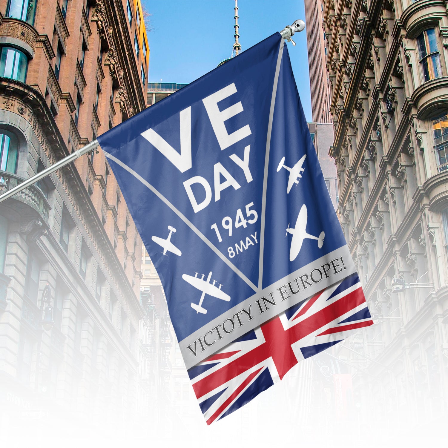 VE Day Vertical House Flag – Merch Gears