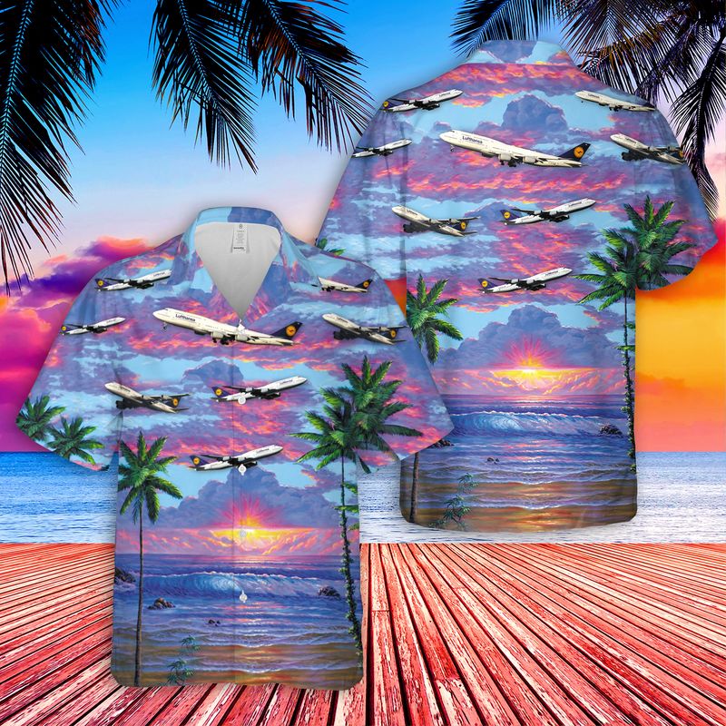 Lufthansa Boeing 747-8 Hawaiian Shirt – Merch Gears