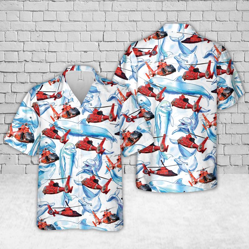 US Coast Guard Eurocopter MH-65 Dolphin Hawaiian Shirt – Merch Gears